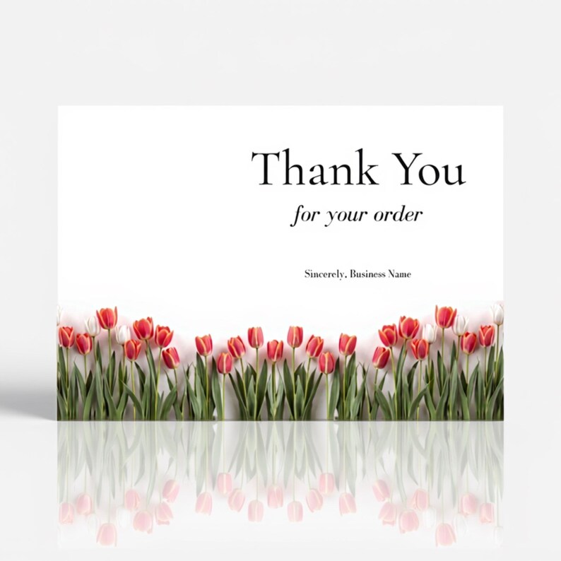 Editable 6x4 White Thank You Card | Tulip Small Business Insert for ...