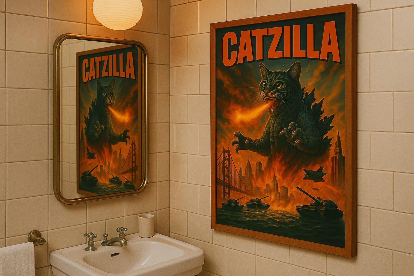 Catzilla Movie Poster: Funny Godzilla Cat Digital Print (digital ...