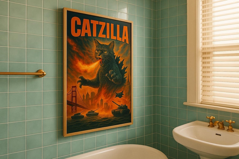 Catzilla Movie Poster: Funny Godzilla Cat Digital Print (digital ...