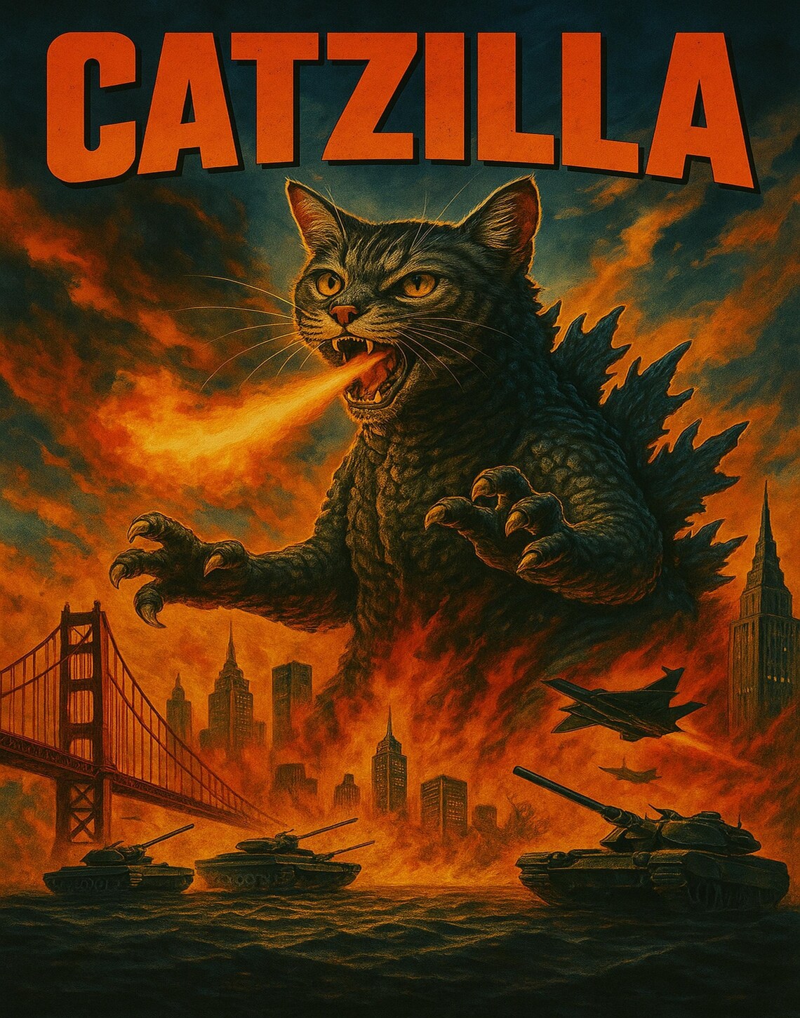Catzilla Movie Poster: Funny Godzilla Cat Digital Print (digital ...