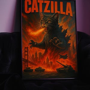 Catzilla Movie Poster: Funny Godzilla Cat Digital Print (digital ...