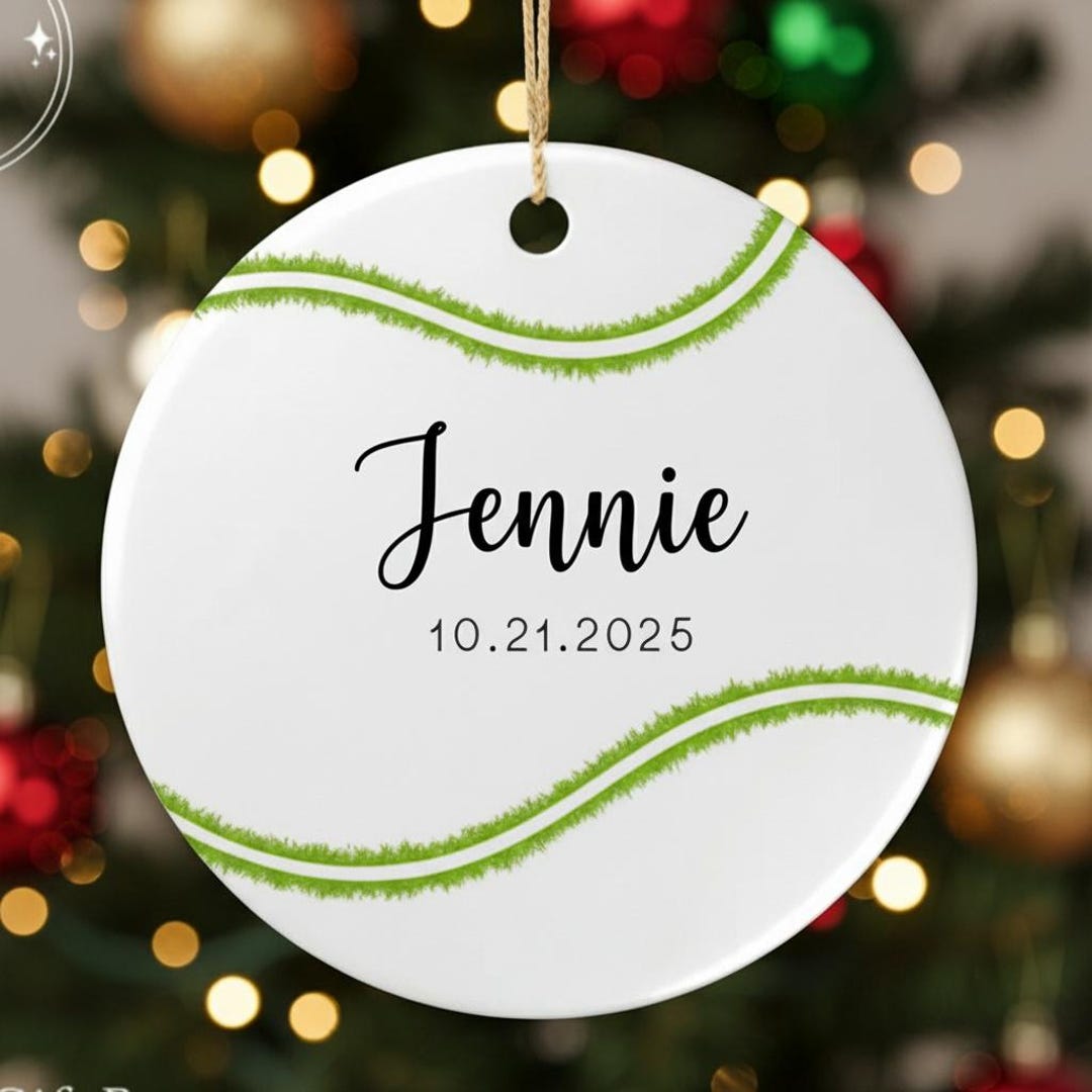 White Ceramic Baseball Ornament ,personalized With Name and Date ...
