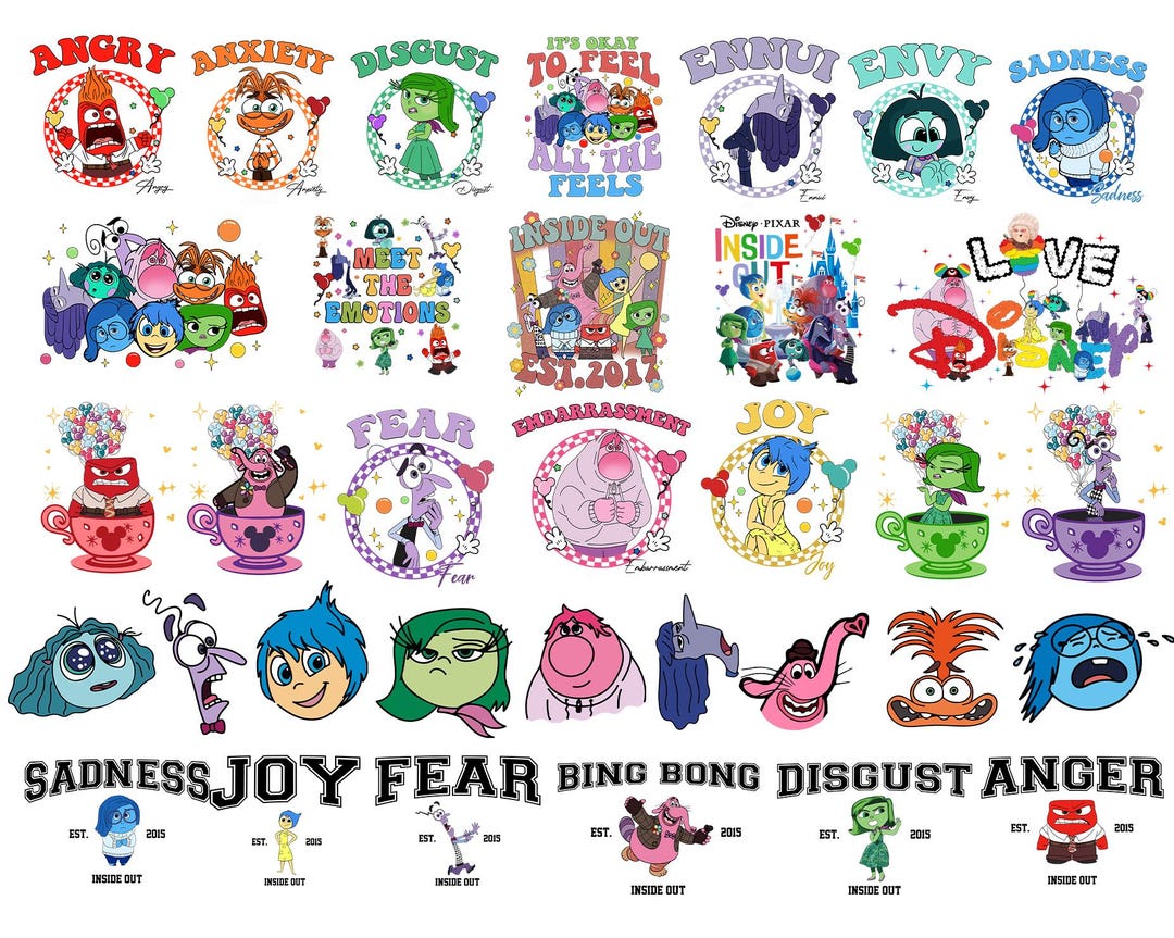 Inside Out Png Bundle, It's Okay to Feel All the Feels Png, Inside Out ...