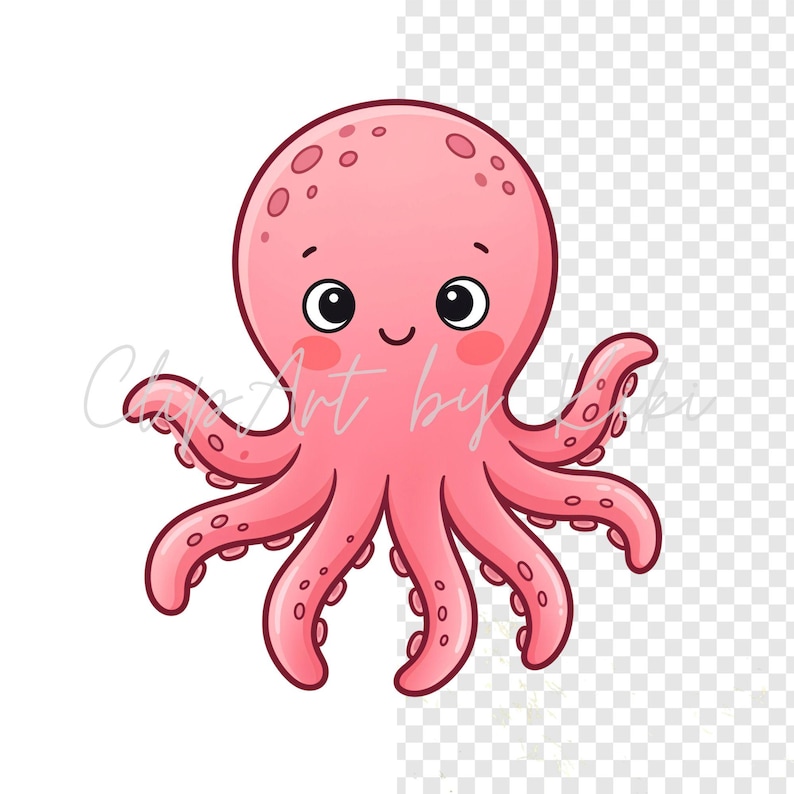 Ocean Animals Clipart PNG Bundle, Cartoon Style, Printable Stickers ...