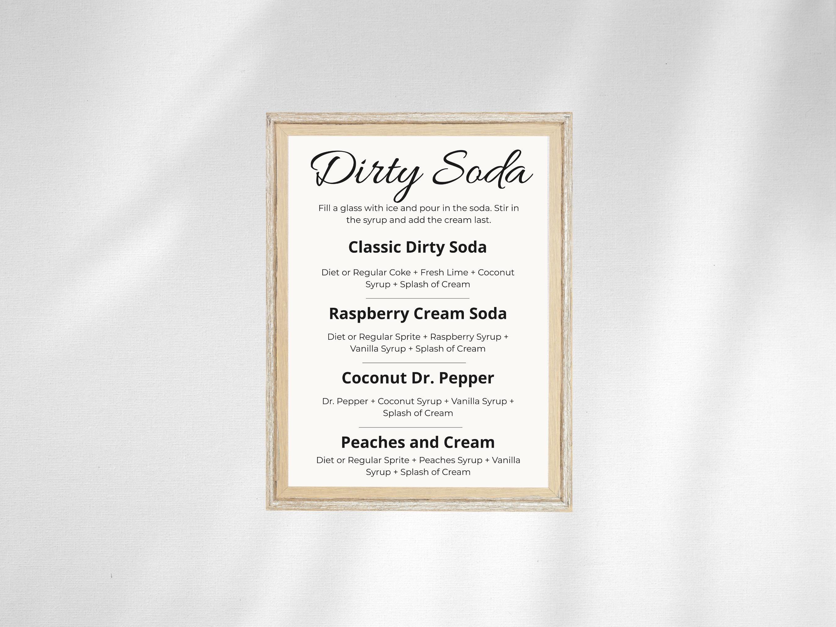 Dirty Soda Sign Template Editable Cocktail Display Drink Menu Printable ...