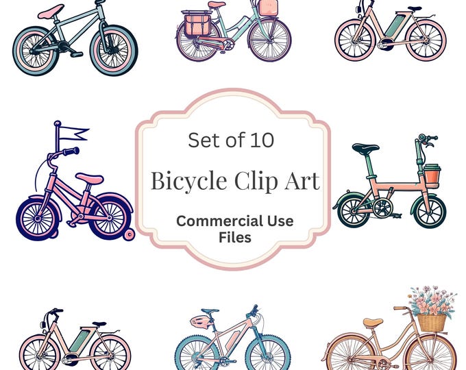 Watercolor Pastel Bicycles Clipart, Cute Bikes Clipart, Dutch Bike ...
