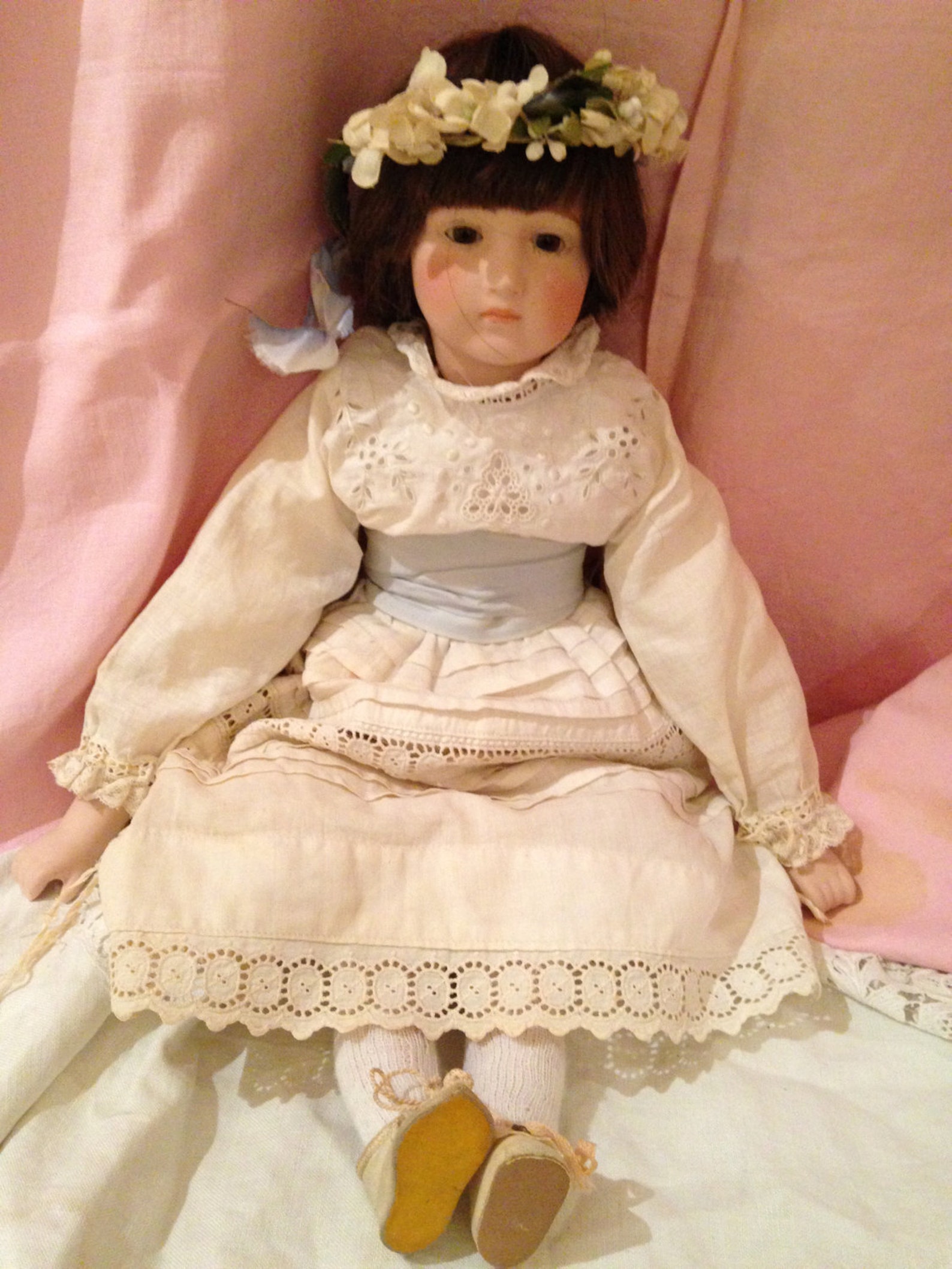 Sweet-faced Vintage Victorian Doll One-of-a Kind 1980 Bisque in White ...
