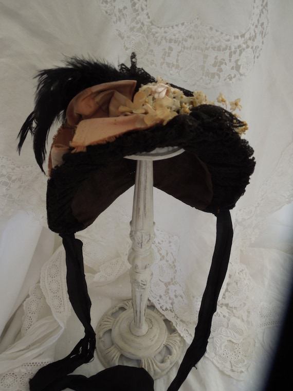 Early Vintage Victorian Ladies Hat Bonnet of fine wo… - Gem