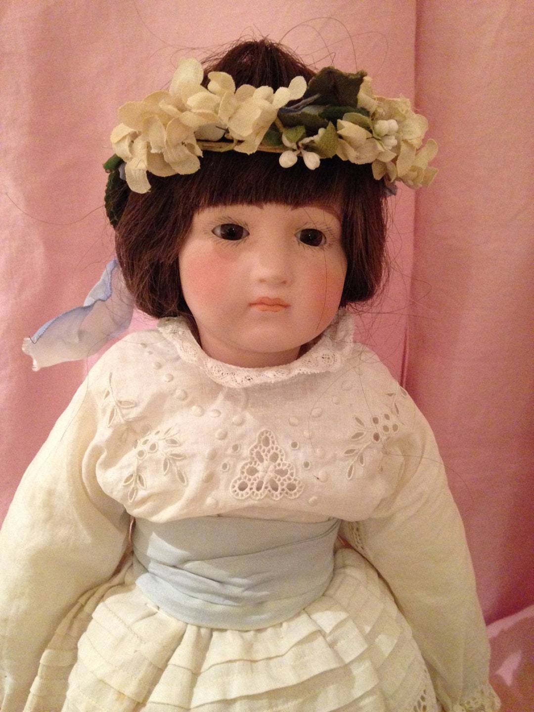 Sweet-faced Vintage Victorian Doll One-of-a Kind 1980 Bisque in White ...