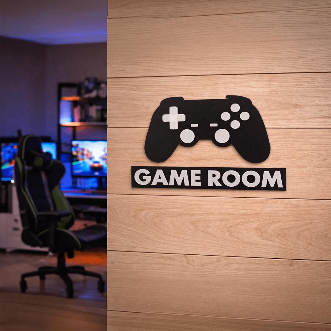 3D Printed Game Room Sign – Minimalist Controller Decor, Self-adhesive ...