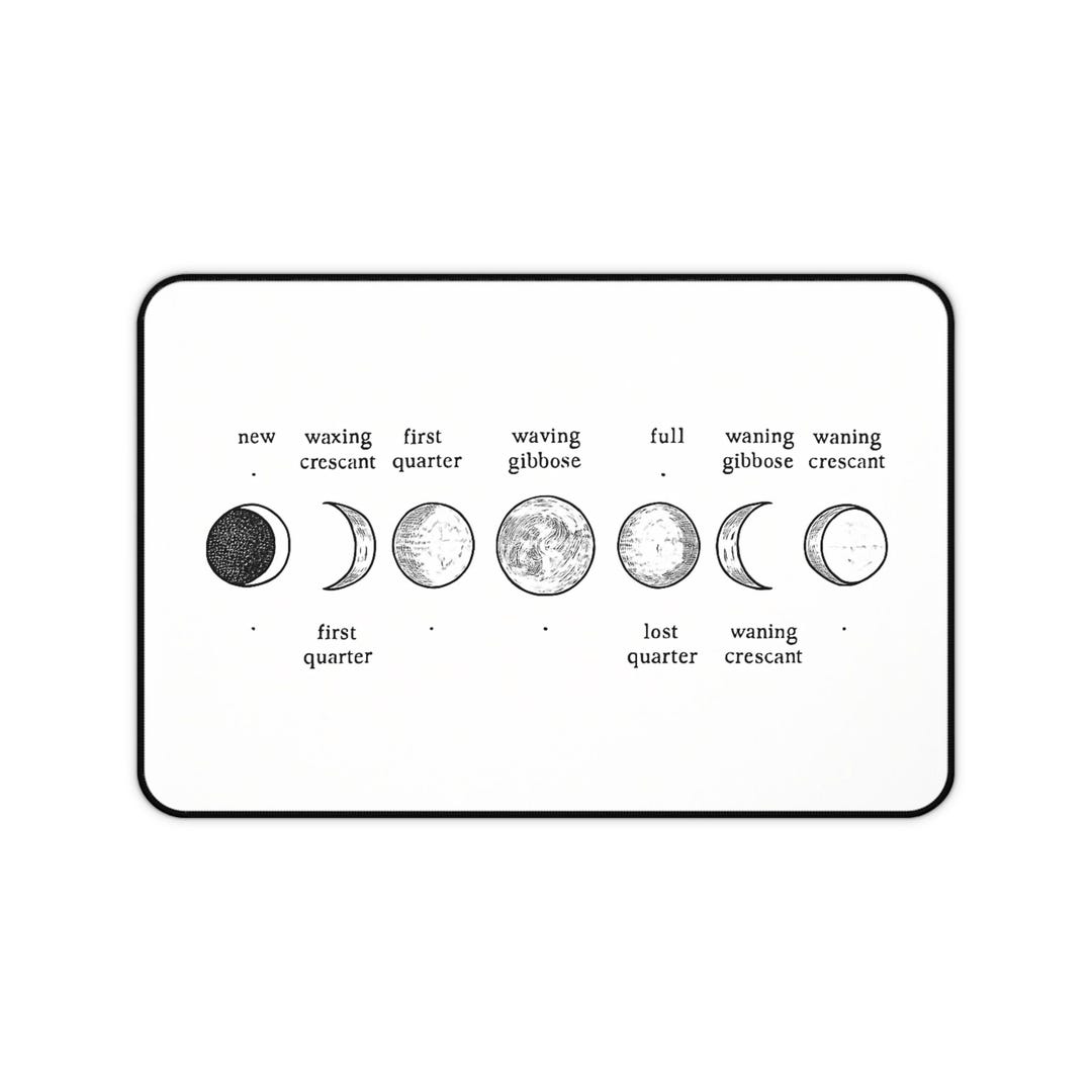 Lunar Phases Illustration Desk Mat | Moon Phase Chart Mouse Pad - Etsy