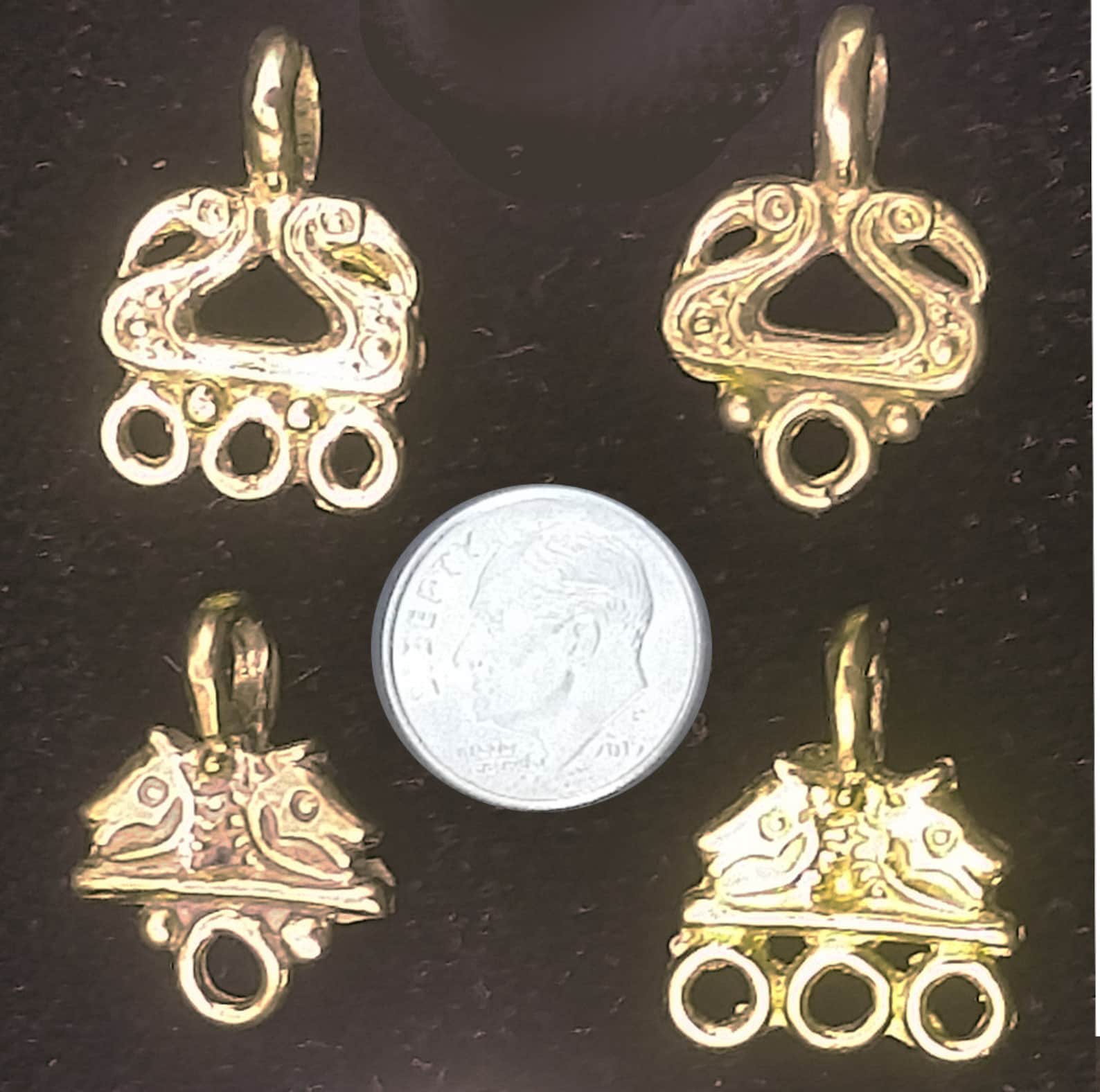 Bead Hanger Double Bird Head With Triple Rings 5309B | Etsy