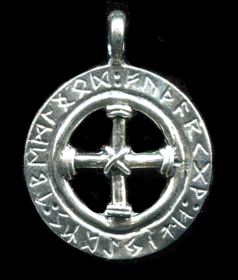 Cruz solar nórdica/vikinga con anillo Furhtark - 5160S - Etsy España