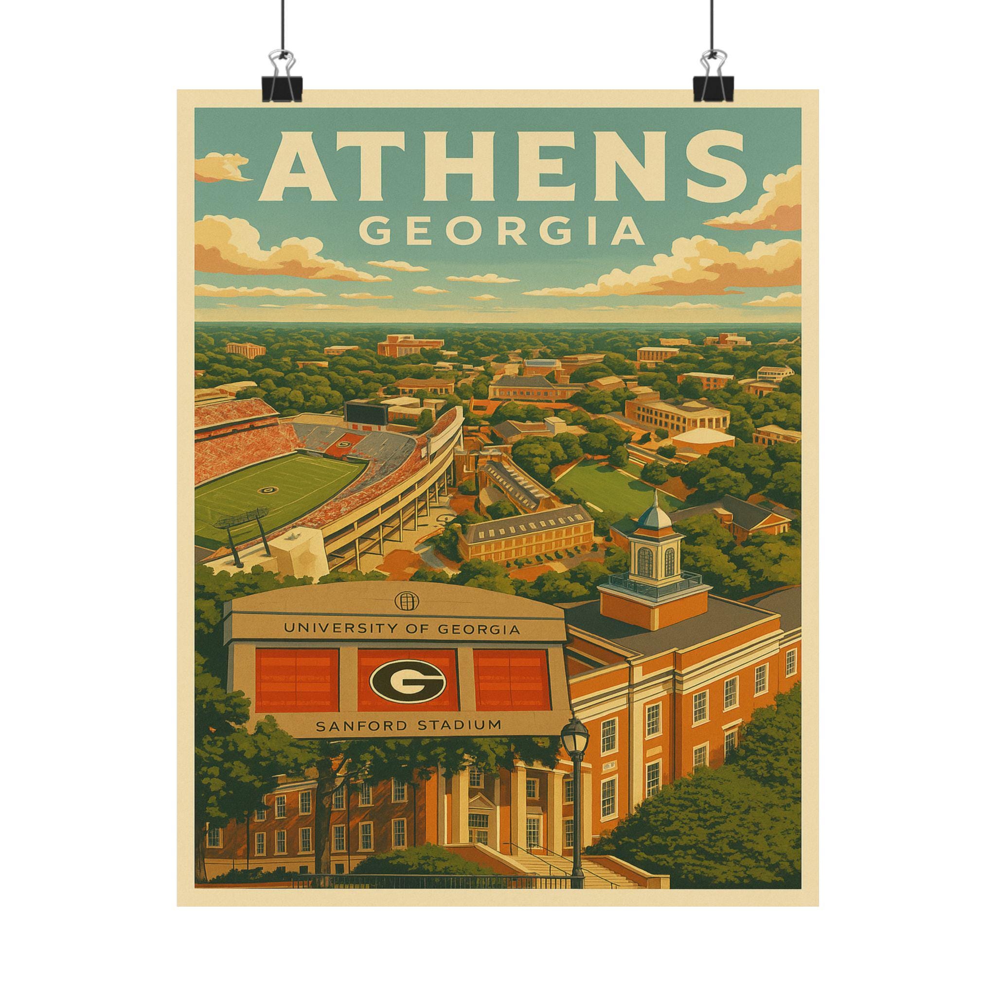 Athens Georgia Vintage Travel Poster: Sanford Stadium - UGA Art Print ...