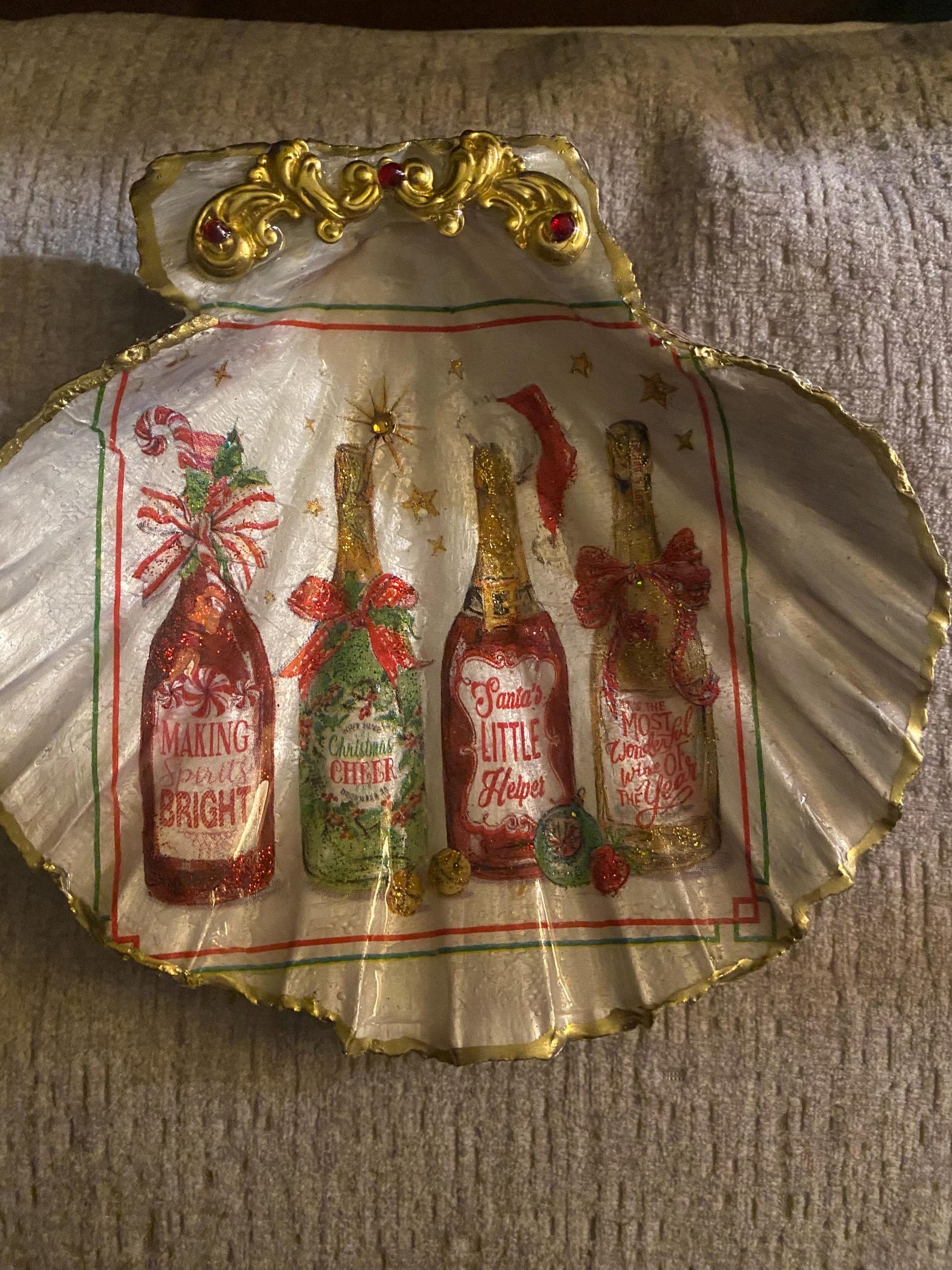 Holiday Designed Beautiful Decoupage Clam Shell: Holiday /christmas ...