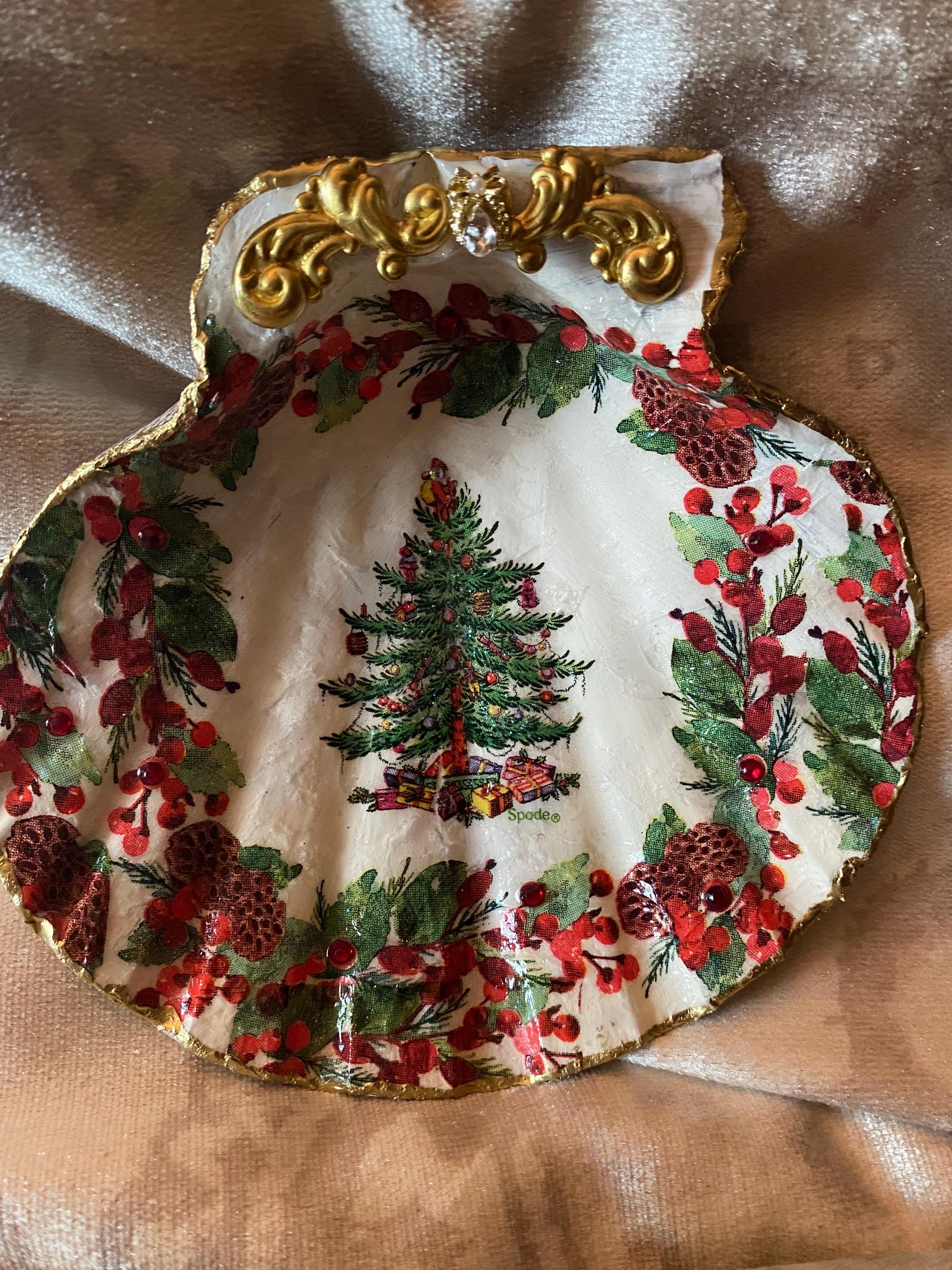 Holiday Designed Beautiful Decoupage Clam Shell: Holiday /christmas ...