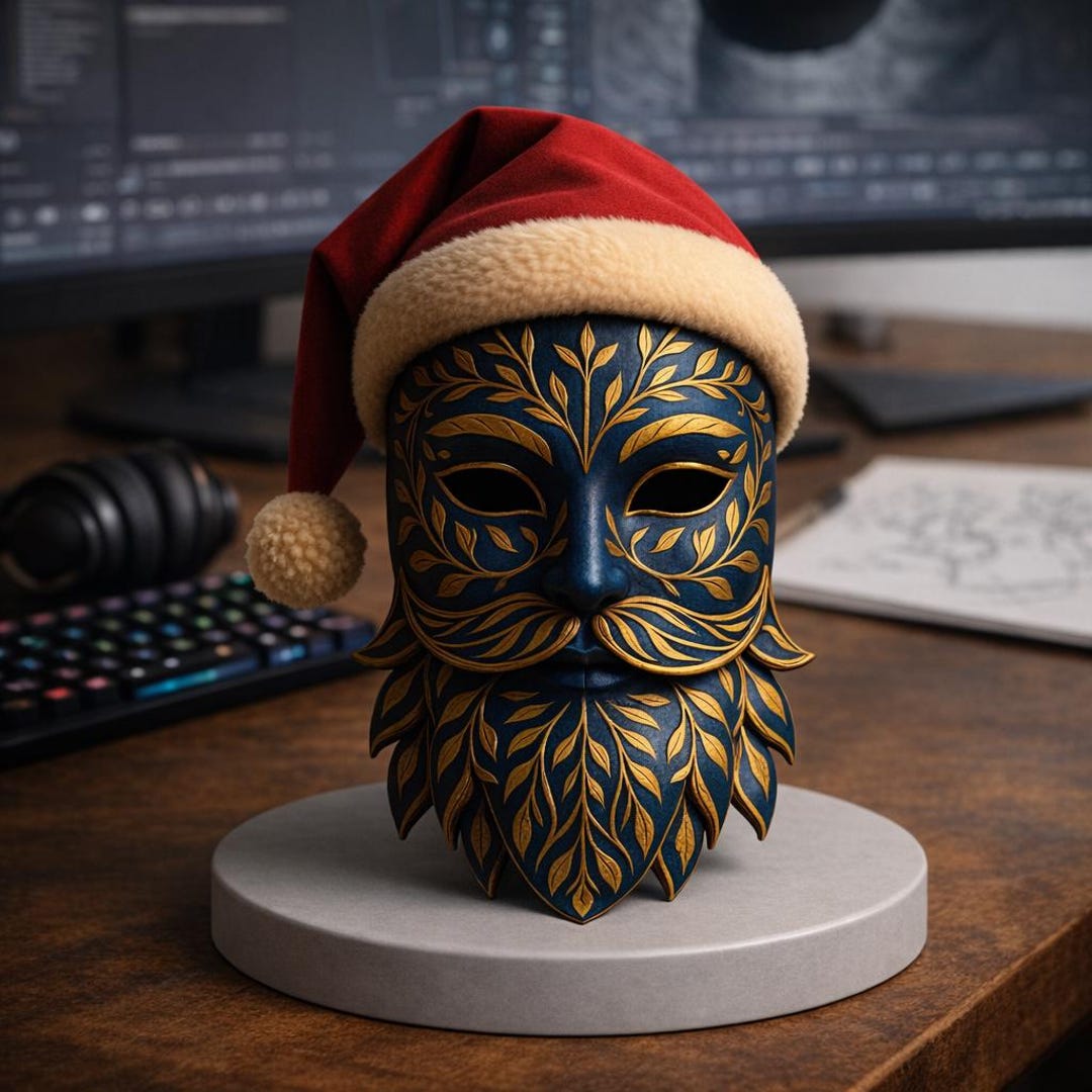 Christmas Santa Beard Mask STL – Ornate Fantasy Face Mask for Resin Fdm ...