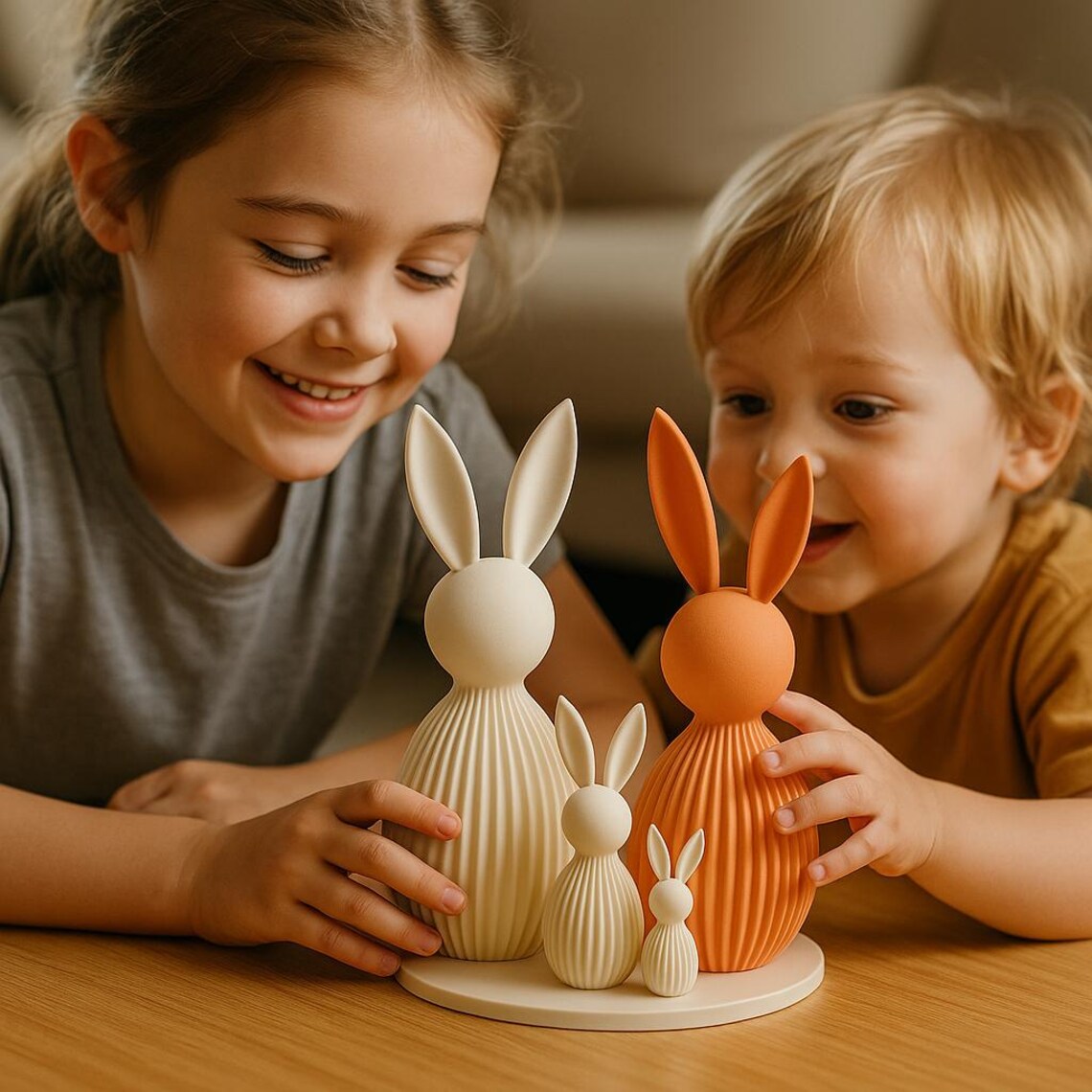 Nordic Bunny Family STL – Minimalist 3D Model, Easter Decor (digital ...