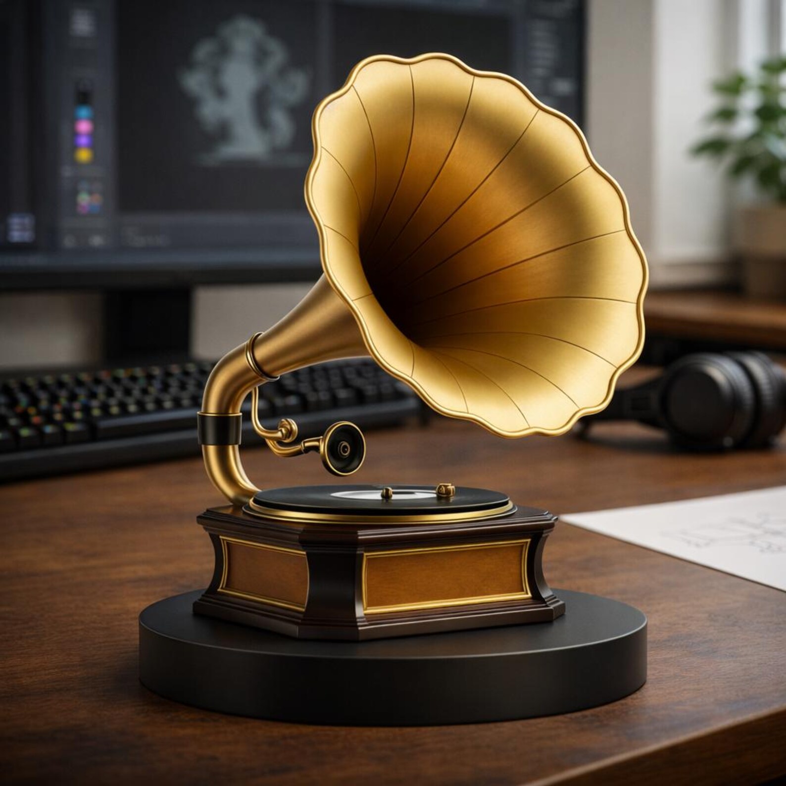 Vintage Gramophone Sculpture STL | Classic Phonograph Statue 3D Print ...
