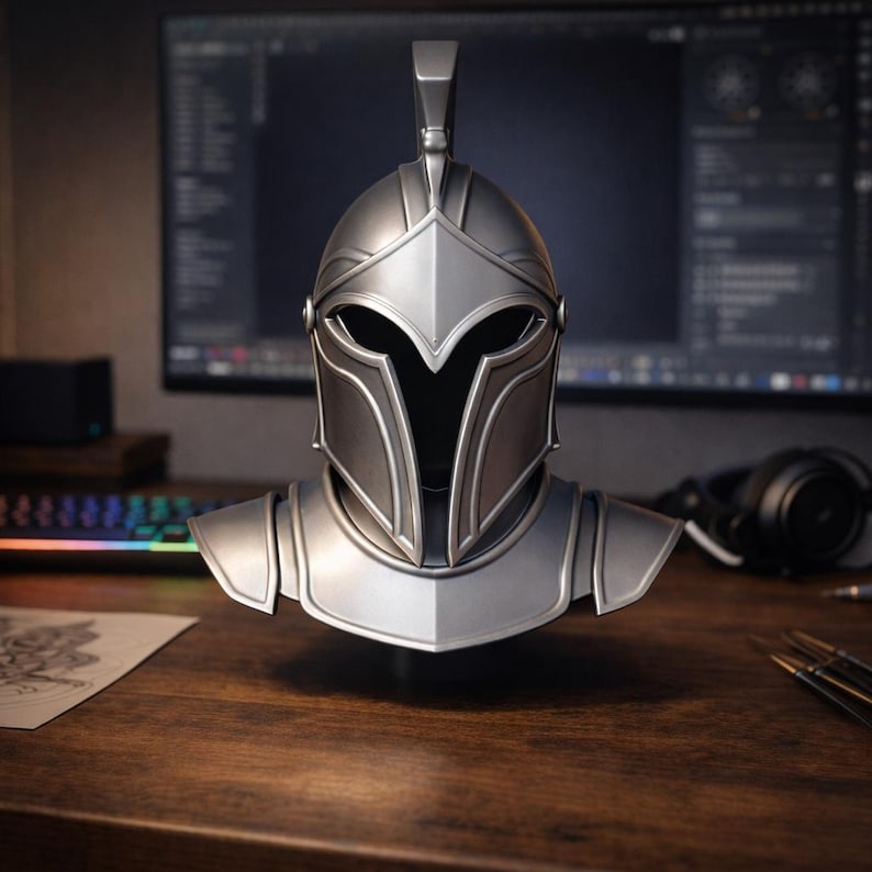Fantasy Knight Helmet STL – Medieval Armor Bust 3D Print File (digital ...