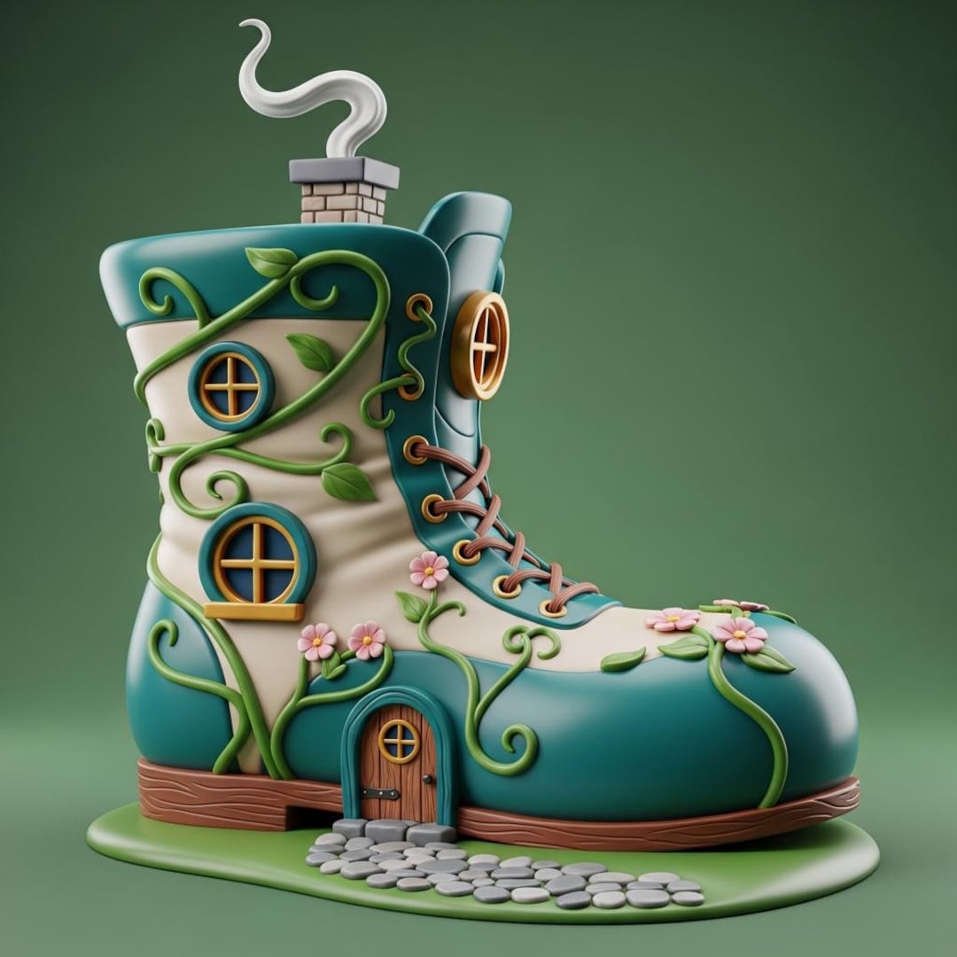 Whimsical Boot House STL | 3D Printable Fairy Garden Cottage (digital ...