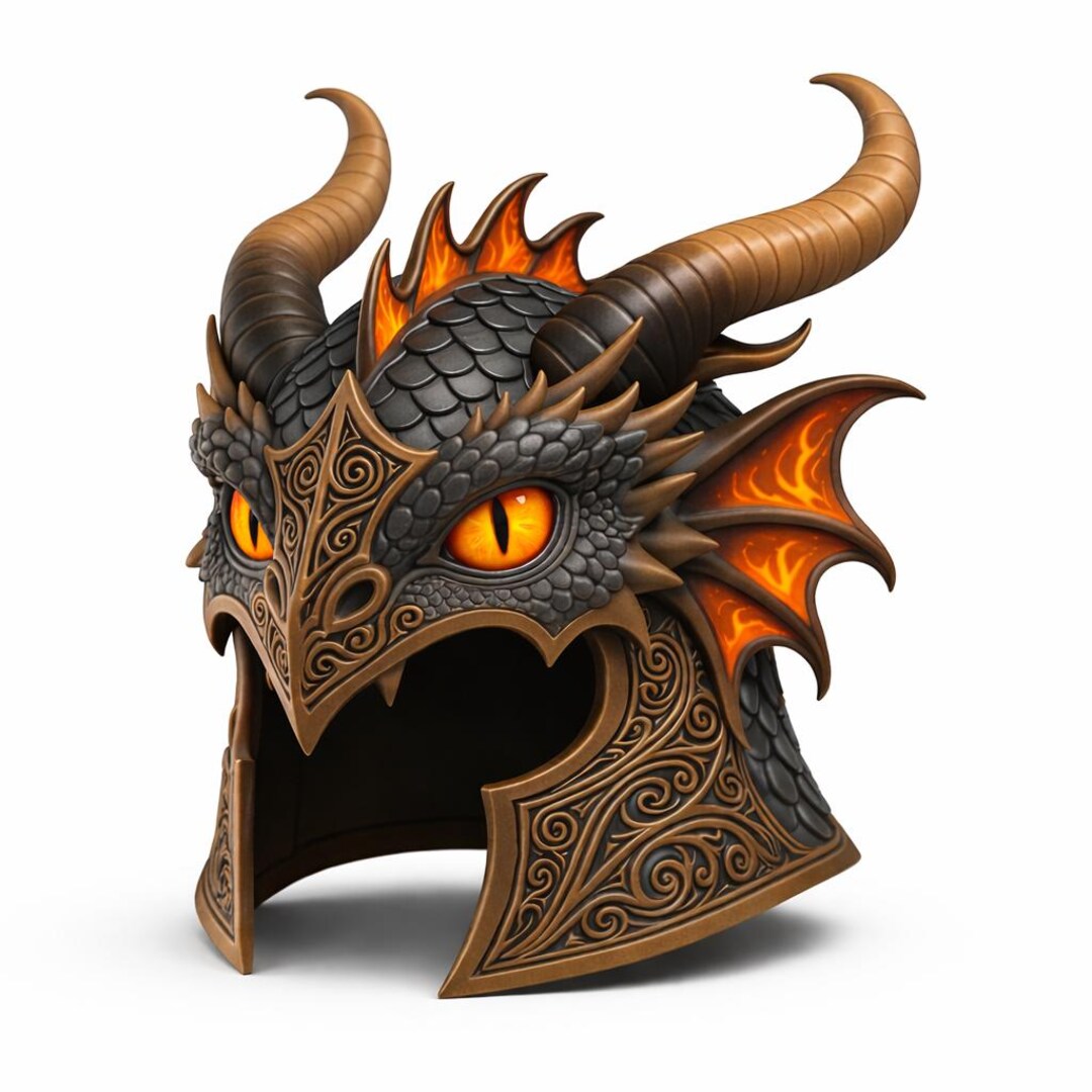 Dark Fantasy Dragon Helmet STL – 3D Print Model, Cosplay Display ...