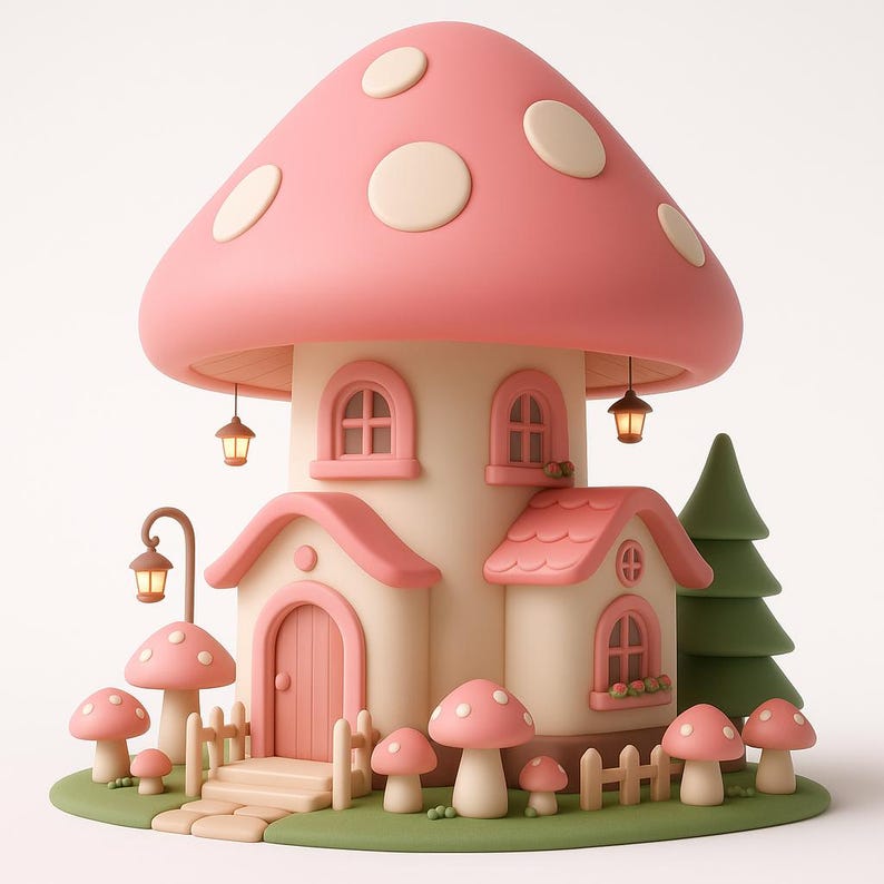 Mushroom House STL – Fairy Cottage 3D Print File, Miniature Diorama ...