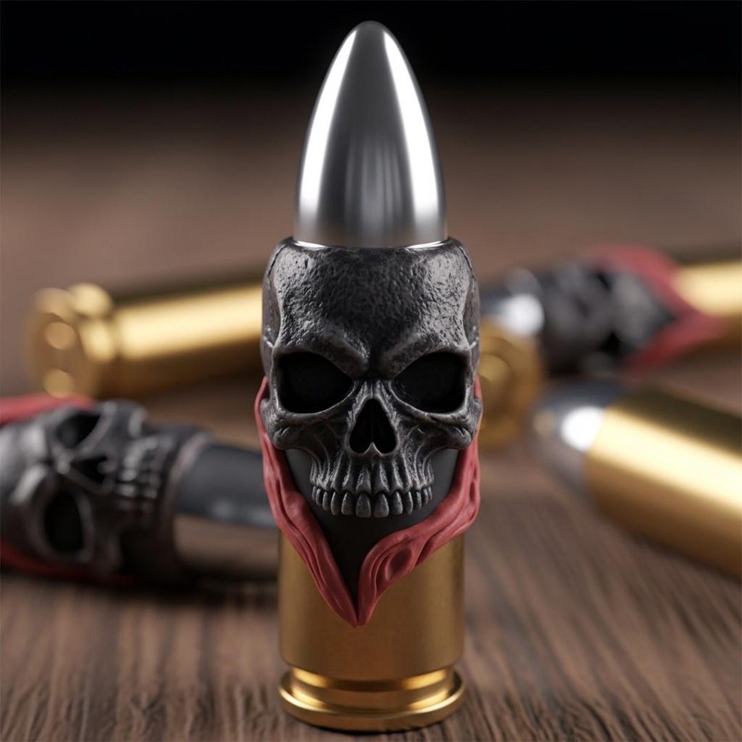 Gothic Skull Bullet STL File – 3D Printable Pendant, Keychain (digital ...