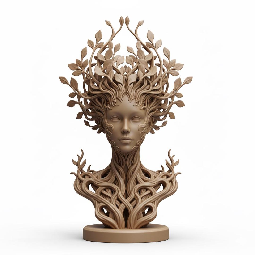 Tree Goddess Bust STL | Fantasy Woman Sculpture, 3D Print Model ...