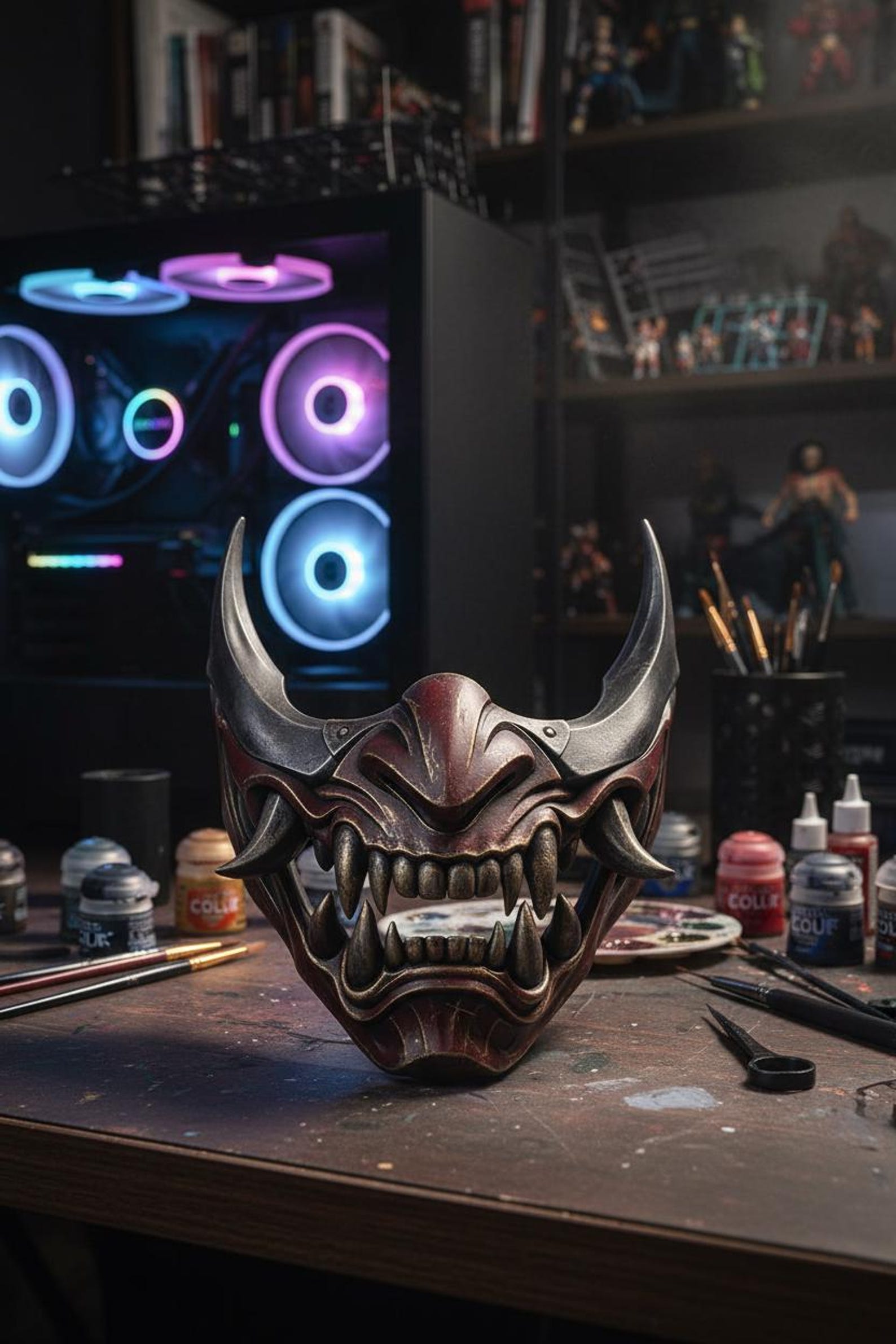 Samurai Oni Demon Jaw Mask STL – 3D Printable Cosplay Face Armor ...