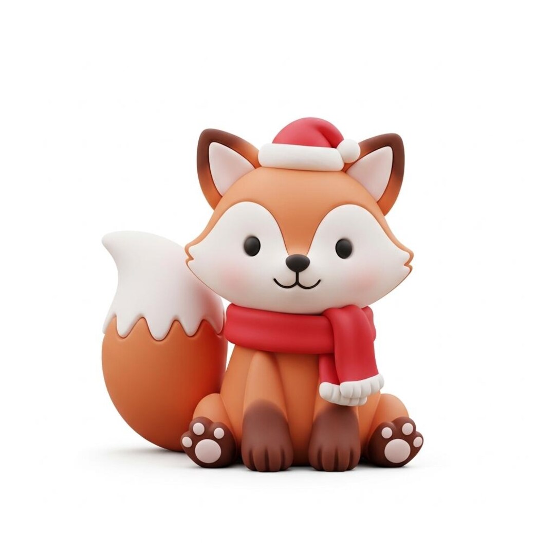 Christmas Fox Figurine STL – Holiday Winter Animal Statue – 3D ...