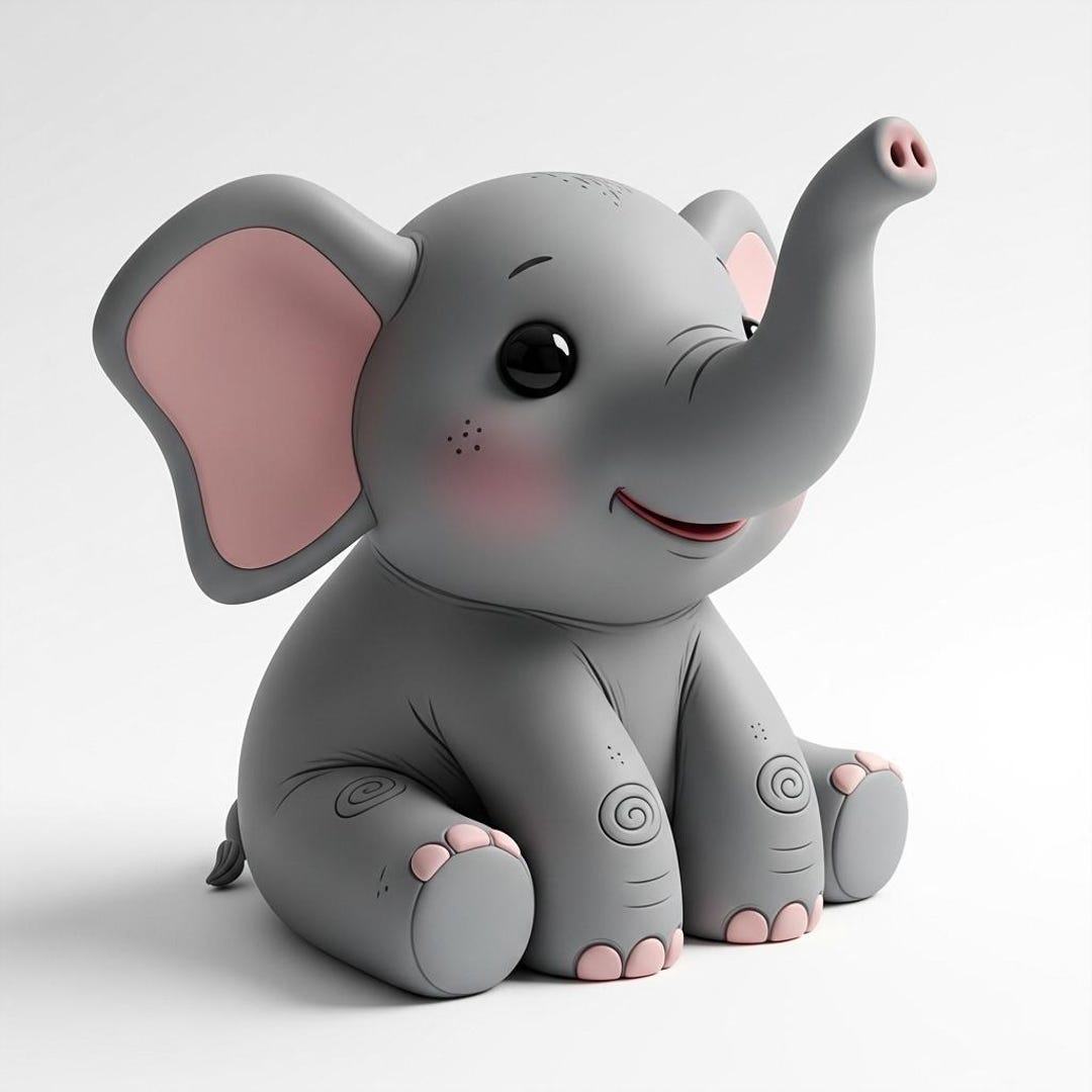 Chibi Baby Elephant STL File: 3D Printable Figurine (digital Download ...