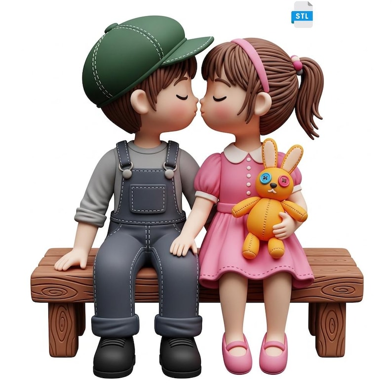 Kissing Couple Figurine STL – 3D Printable Romantic Sculpture, Digital ...