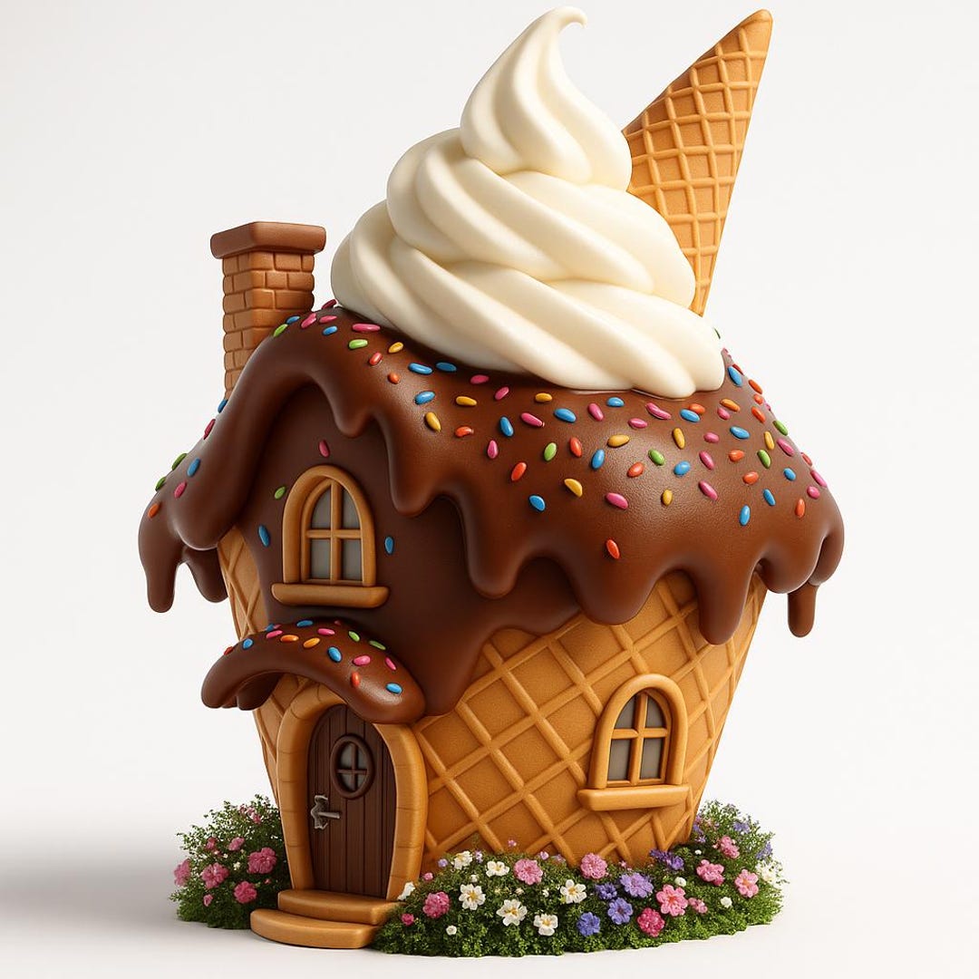 Ice Cream House STL – 3D Print File, Dessert Cottage Model (resin & FDM ...