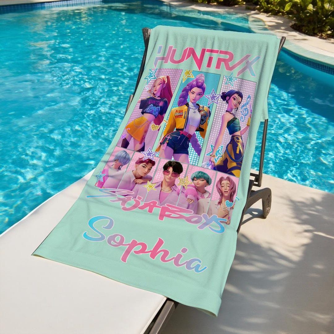 Personalized Kpop Demon Hunters Beach Towel,huntrix Girls and Saja Boys ...