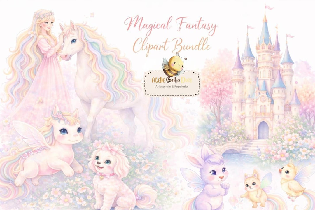 Clipart Bundle Magical Fantasy Watercolor Fairy Tale Pastel Kit ...