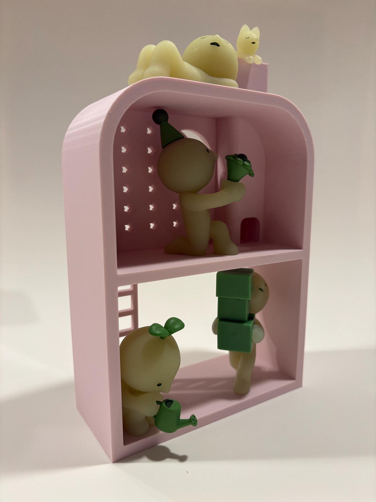 Smiski Display Case With Bed and Couch | Moon & Star 3D Printed Mini ...
