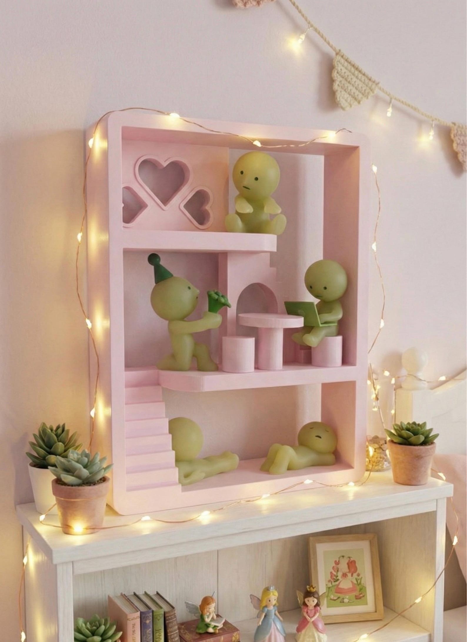 Smiski Valentines Display Case With Table and Chair | Pastel Colors ...