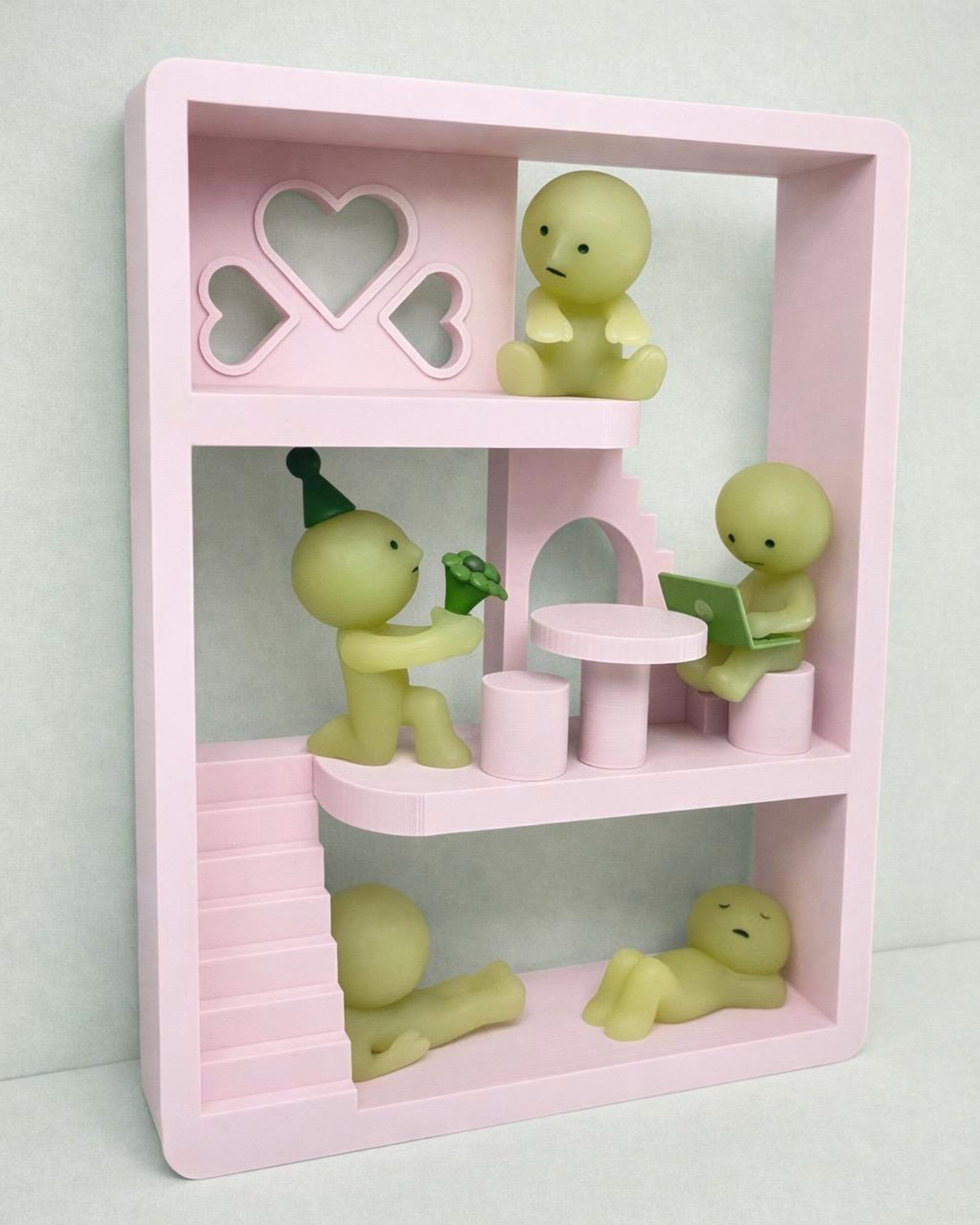 Smiski Valentines Display Case With Table and Chair | Pastel Colors ...