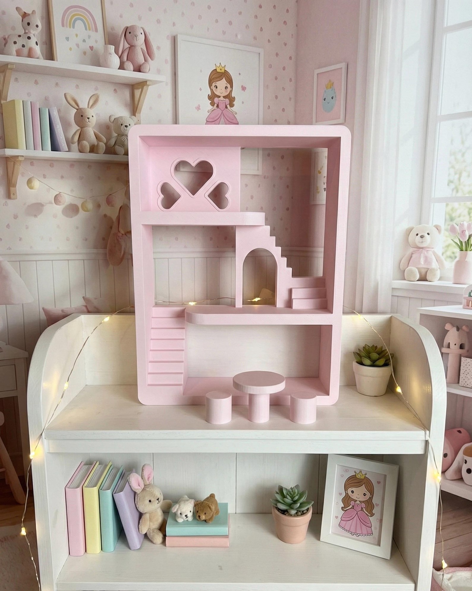 Smiski Valentines Display Case With Table and Chair | Pastel Colors ...
