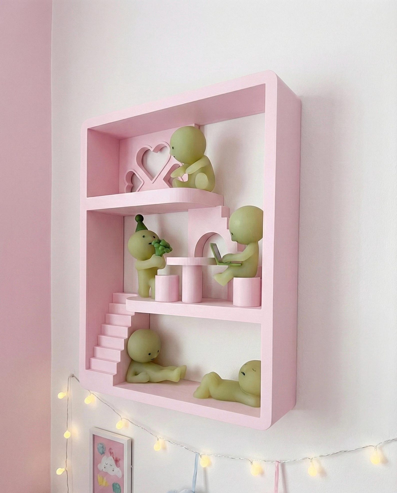 Smiski Valentines Display Case With Table and Chair | Pastel Colors ...