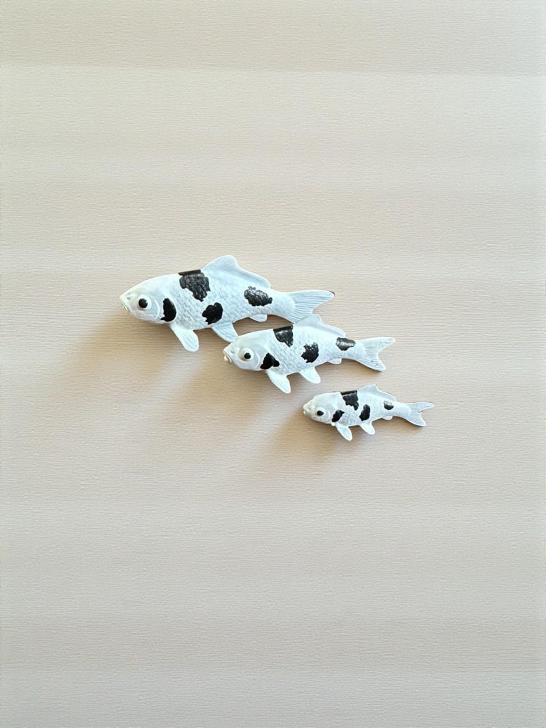 Hand-painted Black and White Resin Koi Fish Figurine – Japanese Lucky ...