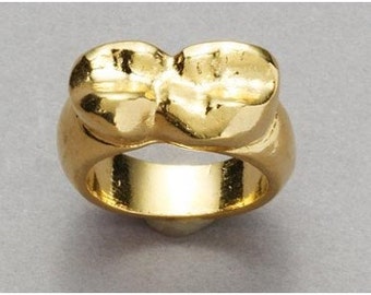 Teeth Ring Double Molars in Gold | Etsy