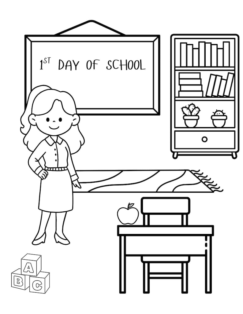 Back to School Simple Coloring Pages - Etsy