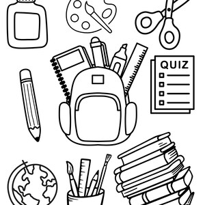 Back to School Simple Coloring Pages - Etsy