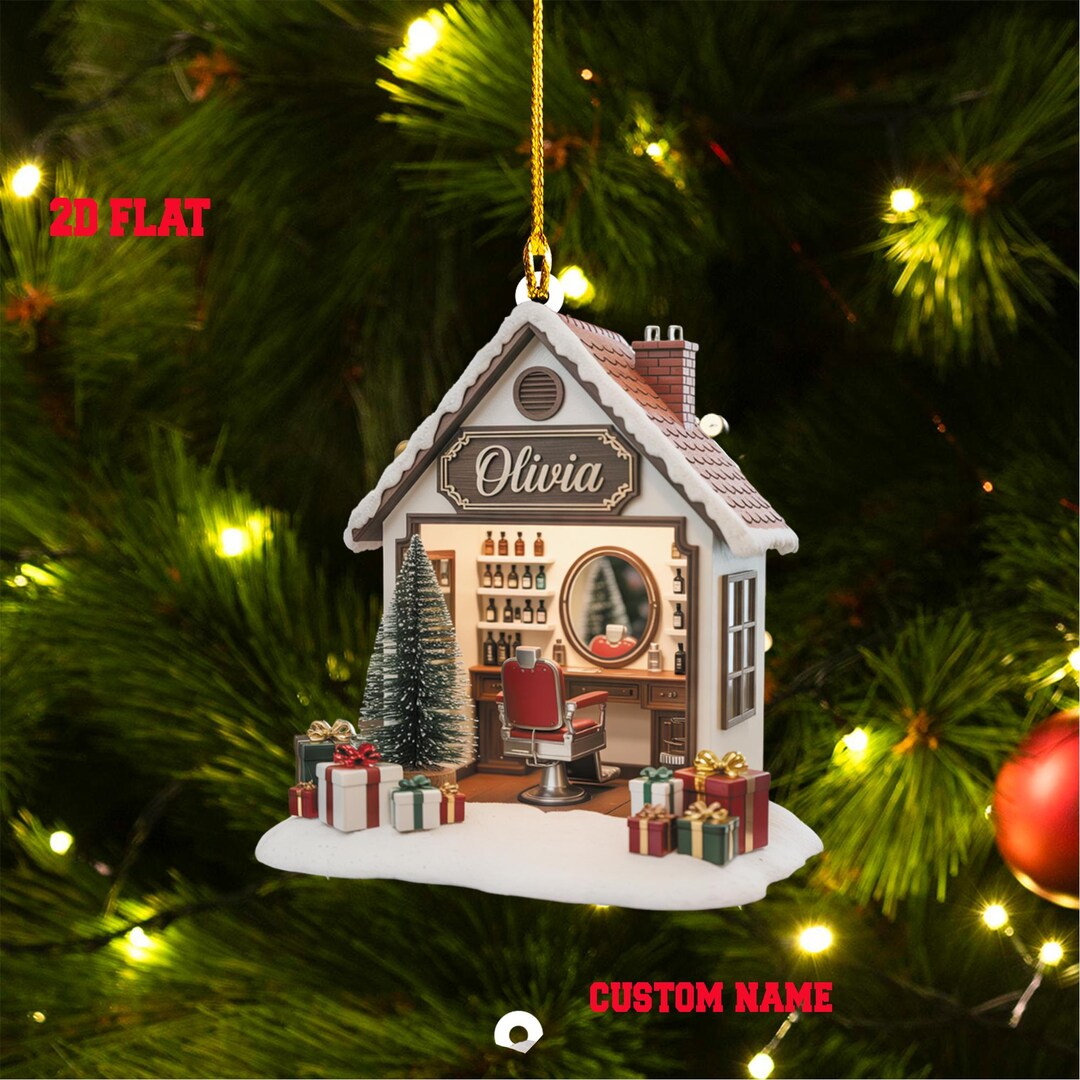 Personalized Hair Salon Christmas Ornament, Hair Salon 3 Layer Wood ...