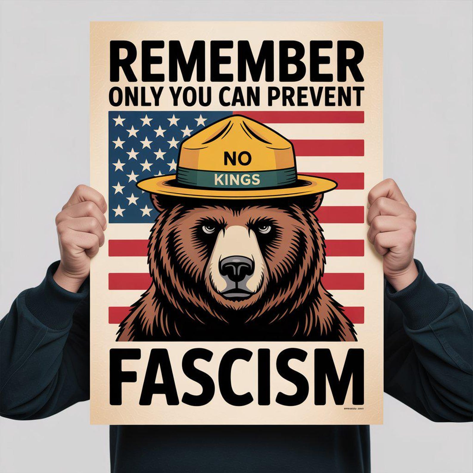No Kings Bear Protest Sign, Refuse Fascism Poster (digital Download) - Etsy