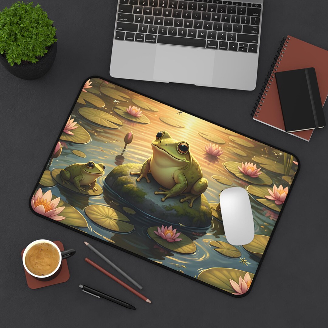 Frog Desk Mat: Whimsical Woodland Amphibian Mousepad - Etsy