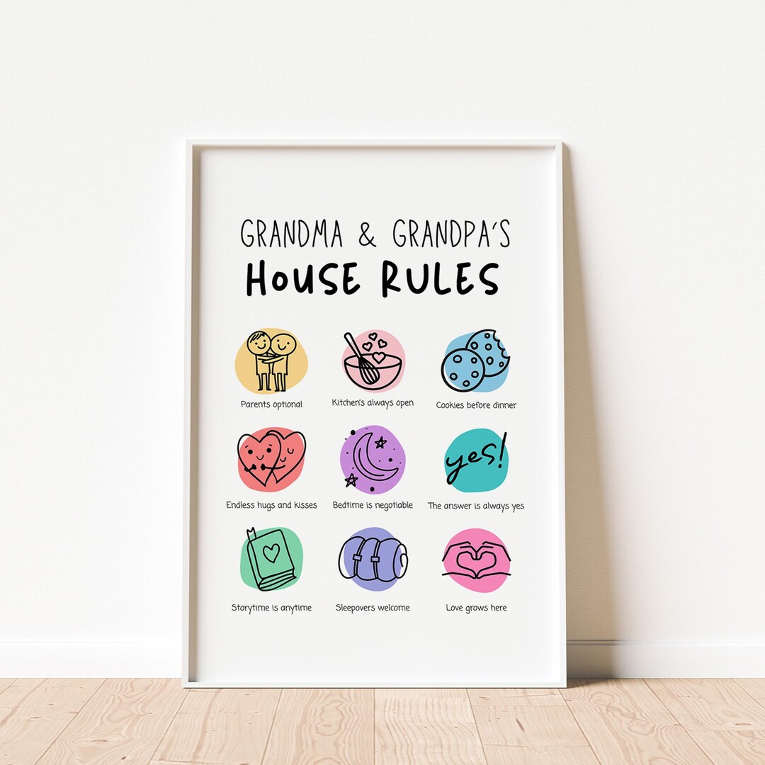 Grandma and Grandpa's House Rules Wall Art | Grandparent's House Rules ...