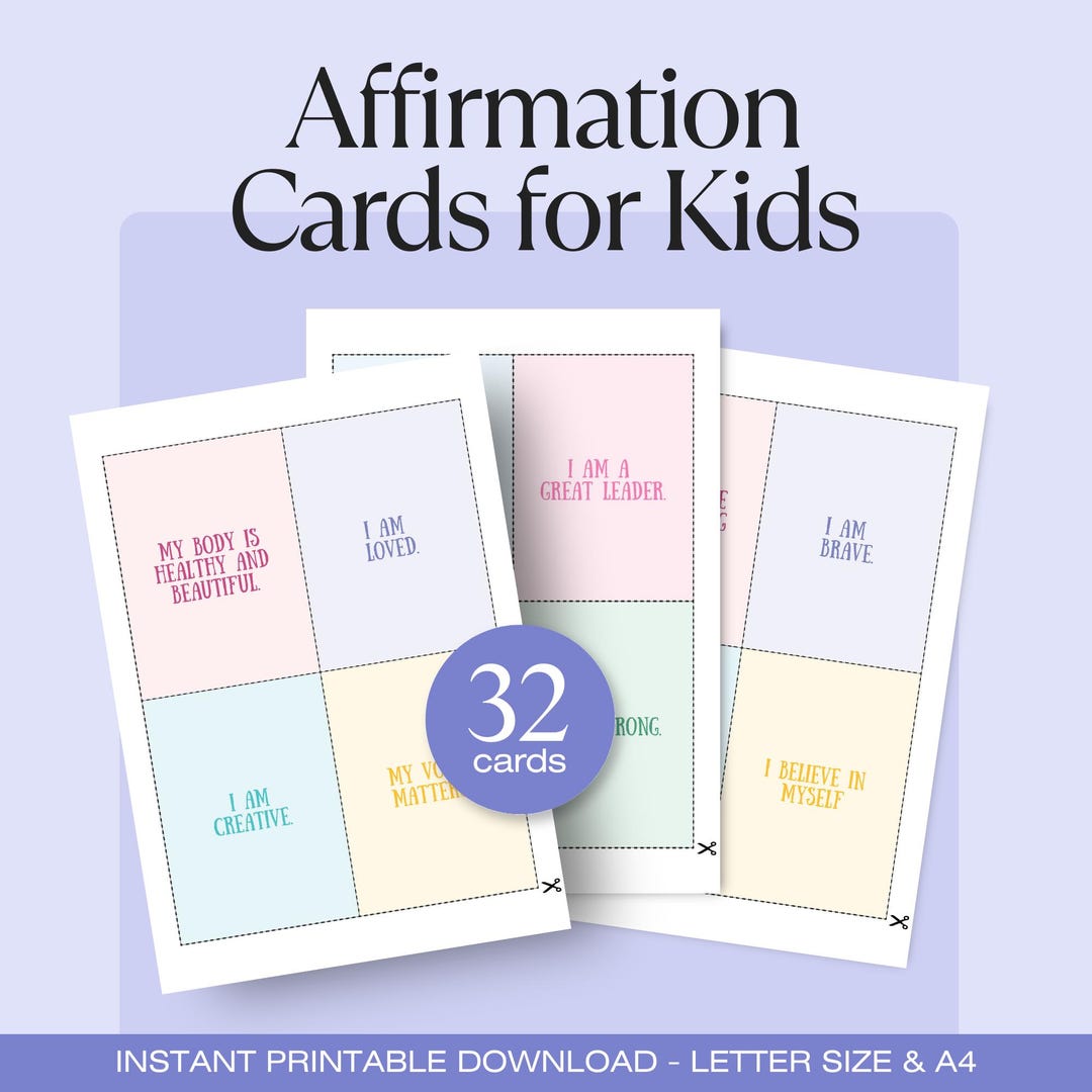 Rainbow Affirmation Cards for Kids | 32 Positive Quote Cards Back to ...